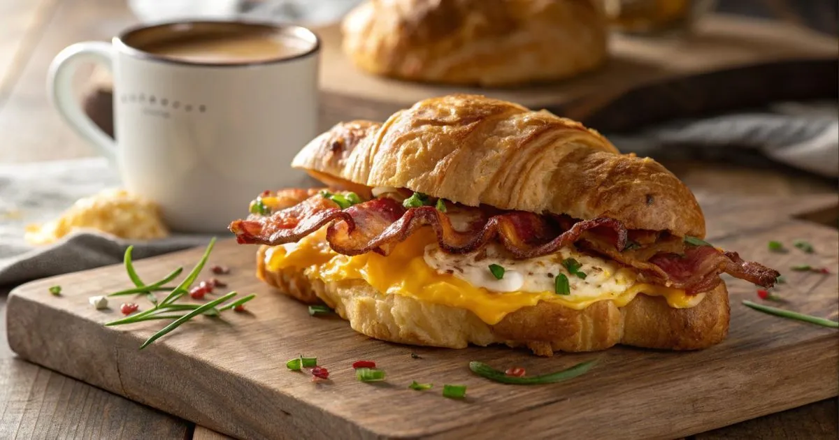 Easy bacon egg cheese croissant at Home
